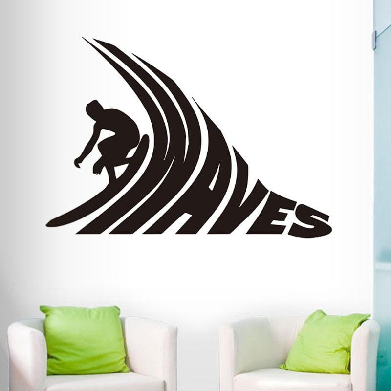Surfer Surfing Wall Sticker Vinyl Wall Art Decals Kids Boys Room ...