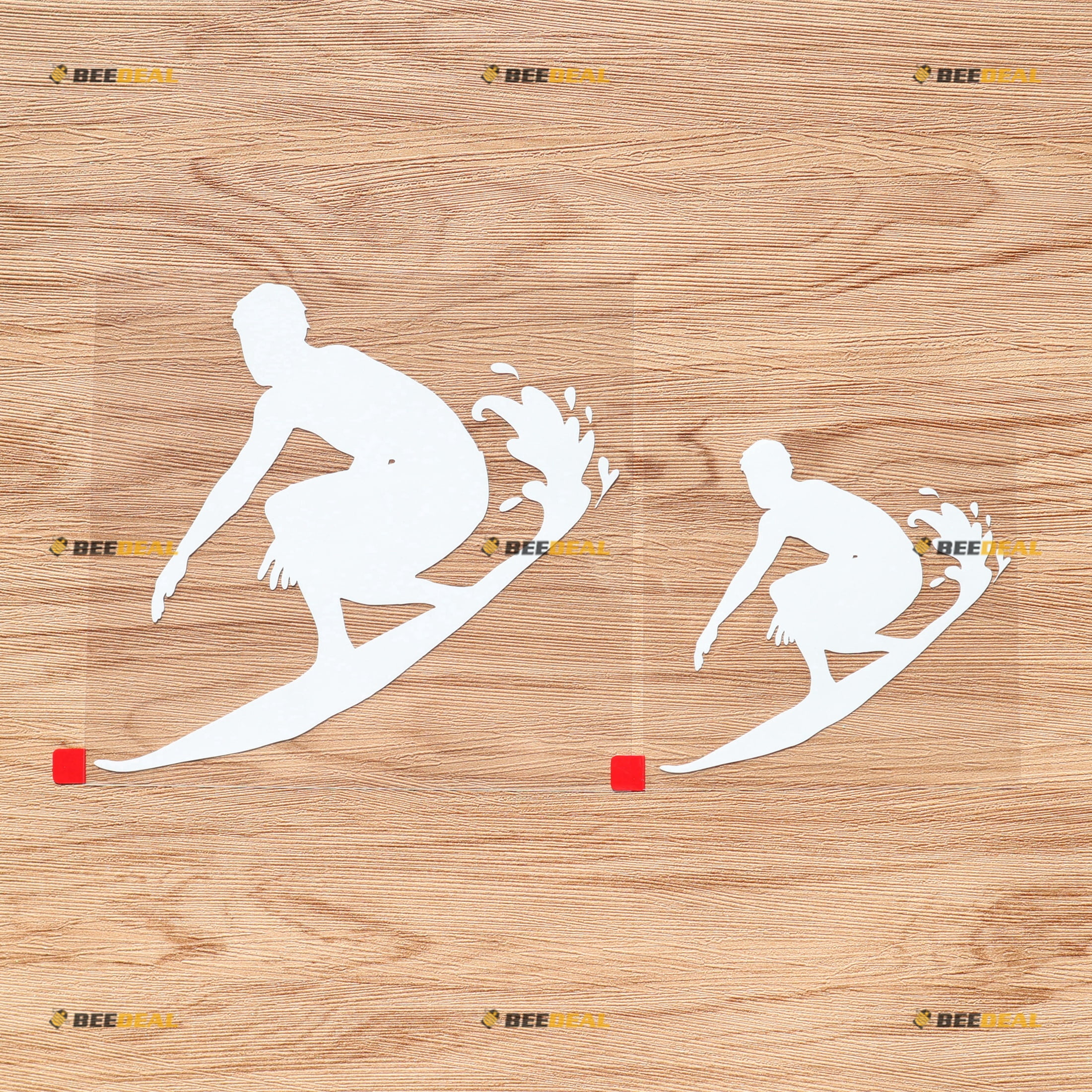 Surfer Surfing Wave Surfboard Decal Vinyl Sticker - 2 Pack White, 4 ...
