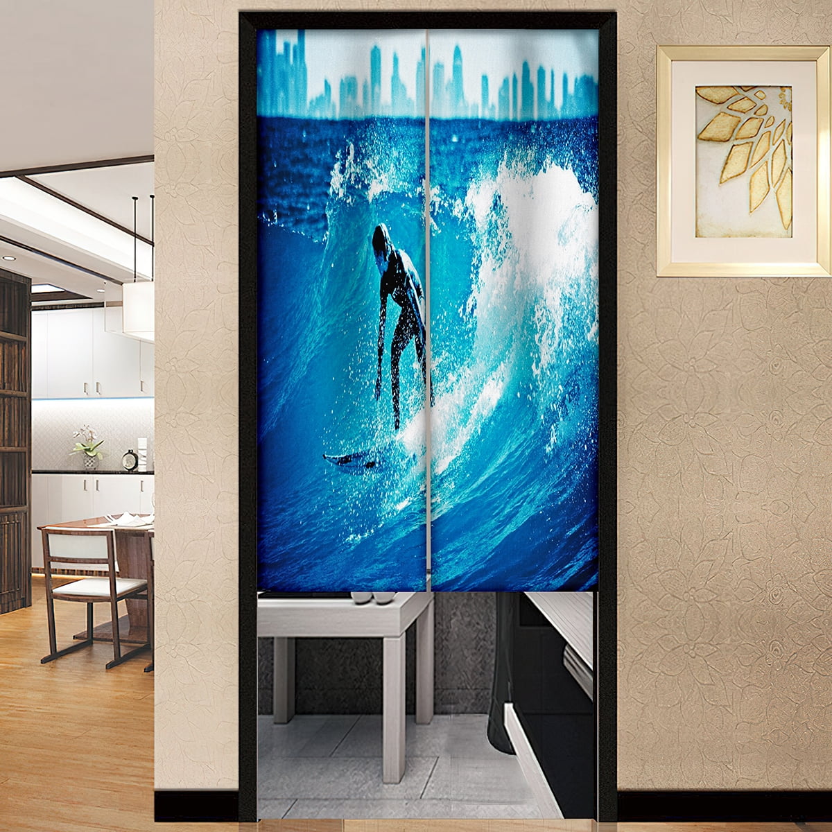 Surfer Surfing Whale Door Curtain Chinese Panel Japanese Style Doorway ...