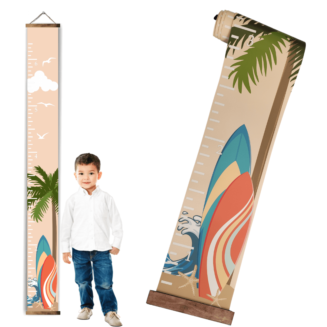 Surfer Waves Canvas Growth Chart for Wall Nursery Decor - Ready to Hang ...
