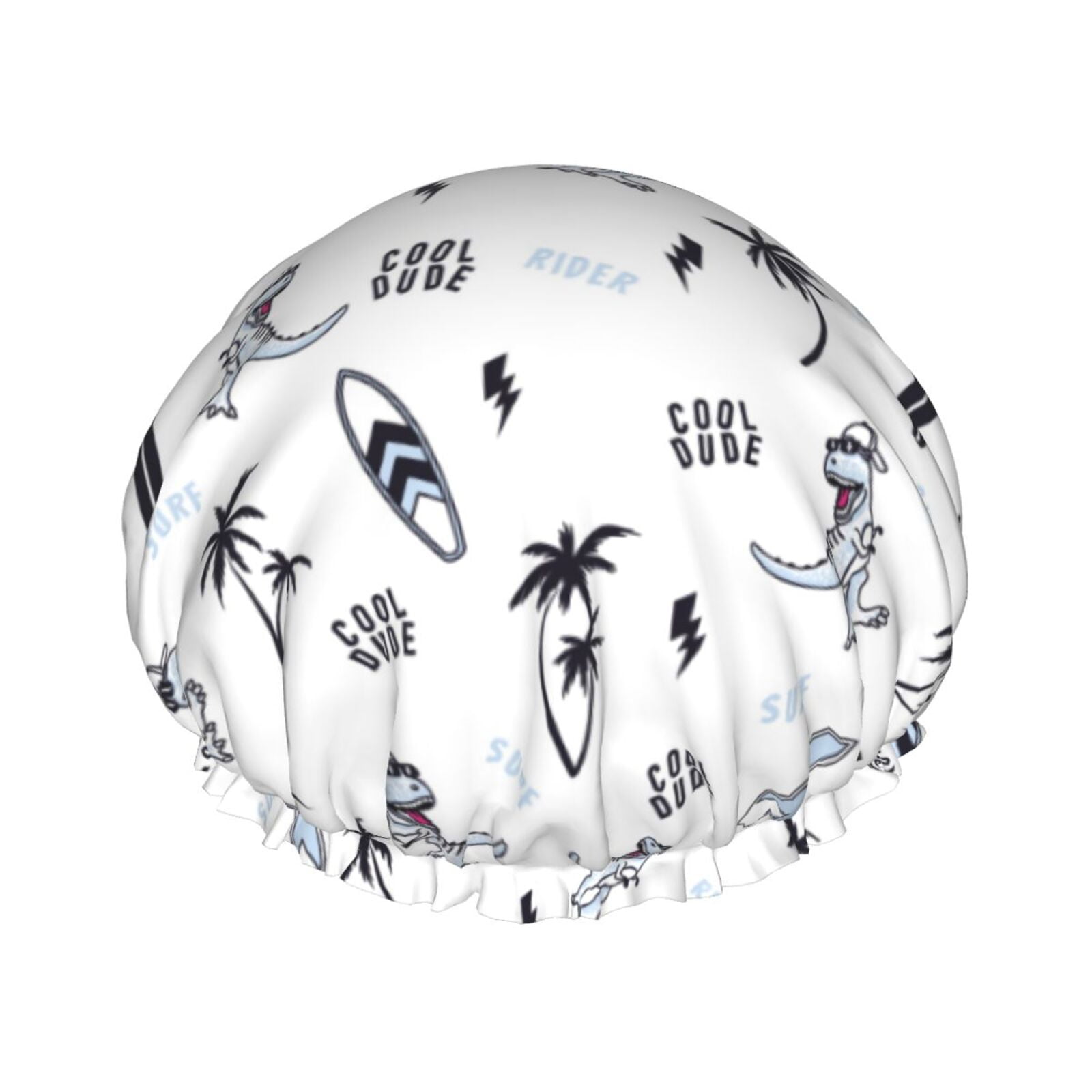 Surfer dinosaur pattern Shower Cap, Reusable Bath Hair Hat for all Hair ...