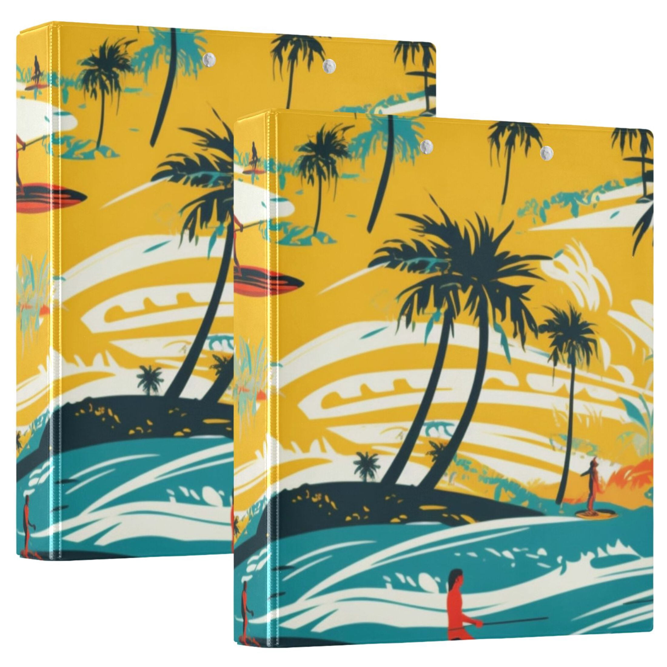 Surfers Beach Trees Waves 3 Ring Binders 1.5 inch Hardcover File ...