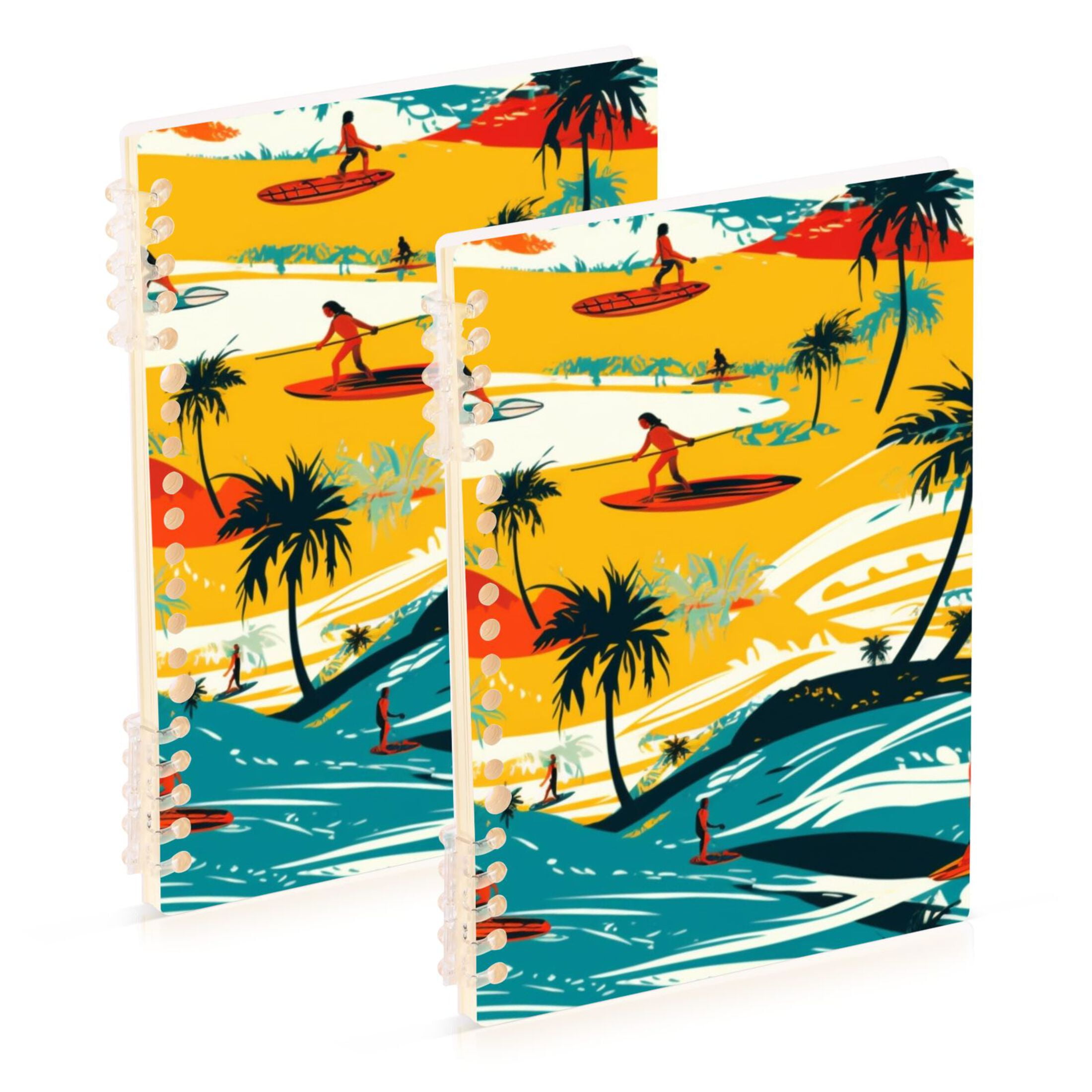 Surfers Beach Trees Waves Ring Binder Notebook Journey Note Diary ...