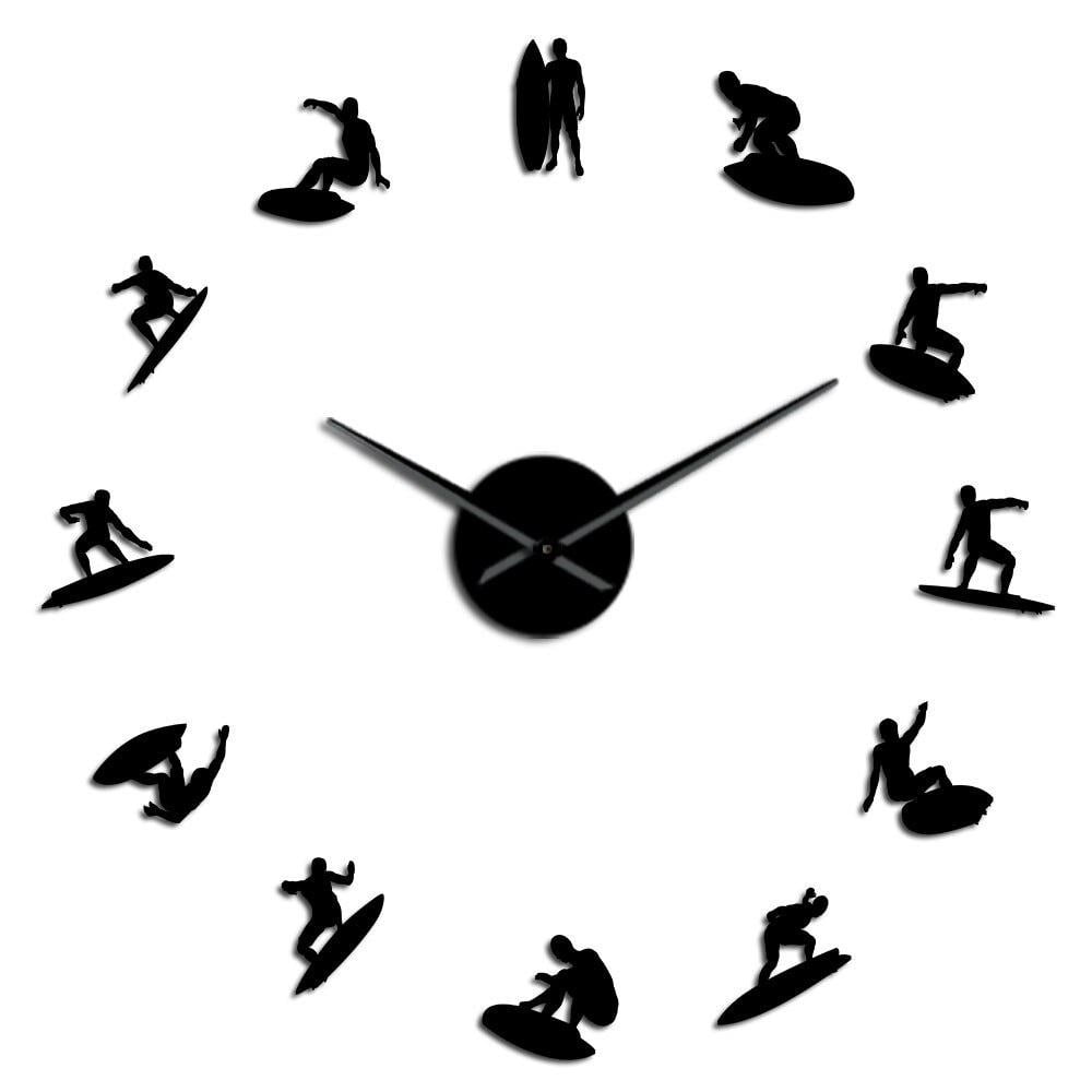 Surfers Profile Self Adhesive 3D DIY Wall Clock Gift For Him Extreme ...
