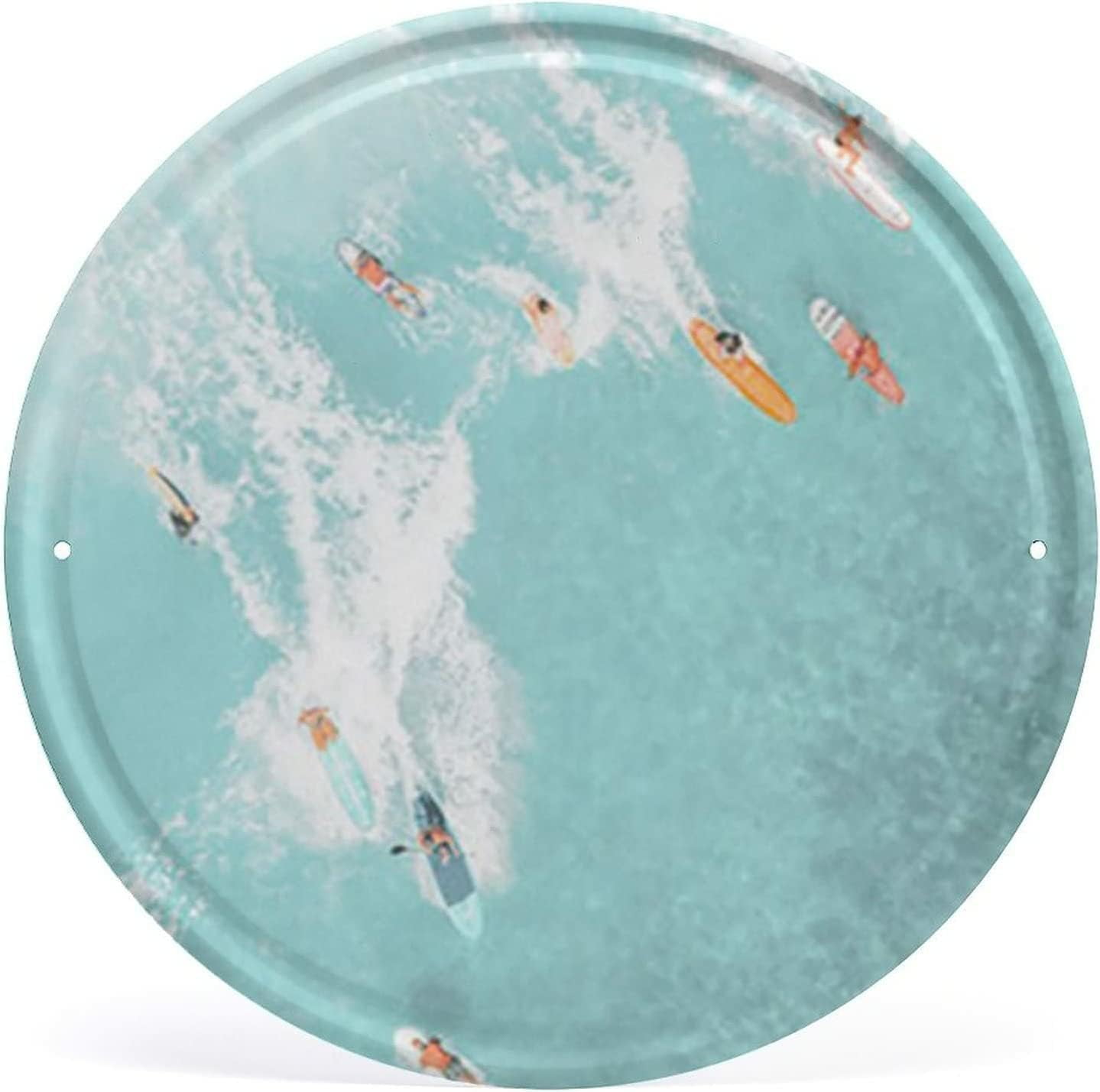 Surfers Vintage Style Round Tin Signs Wreath Making Sign Summer Retro ...