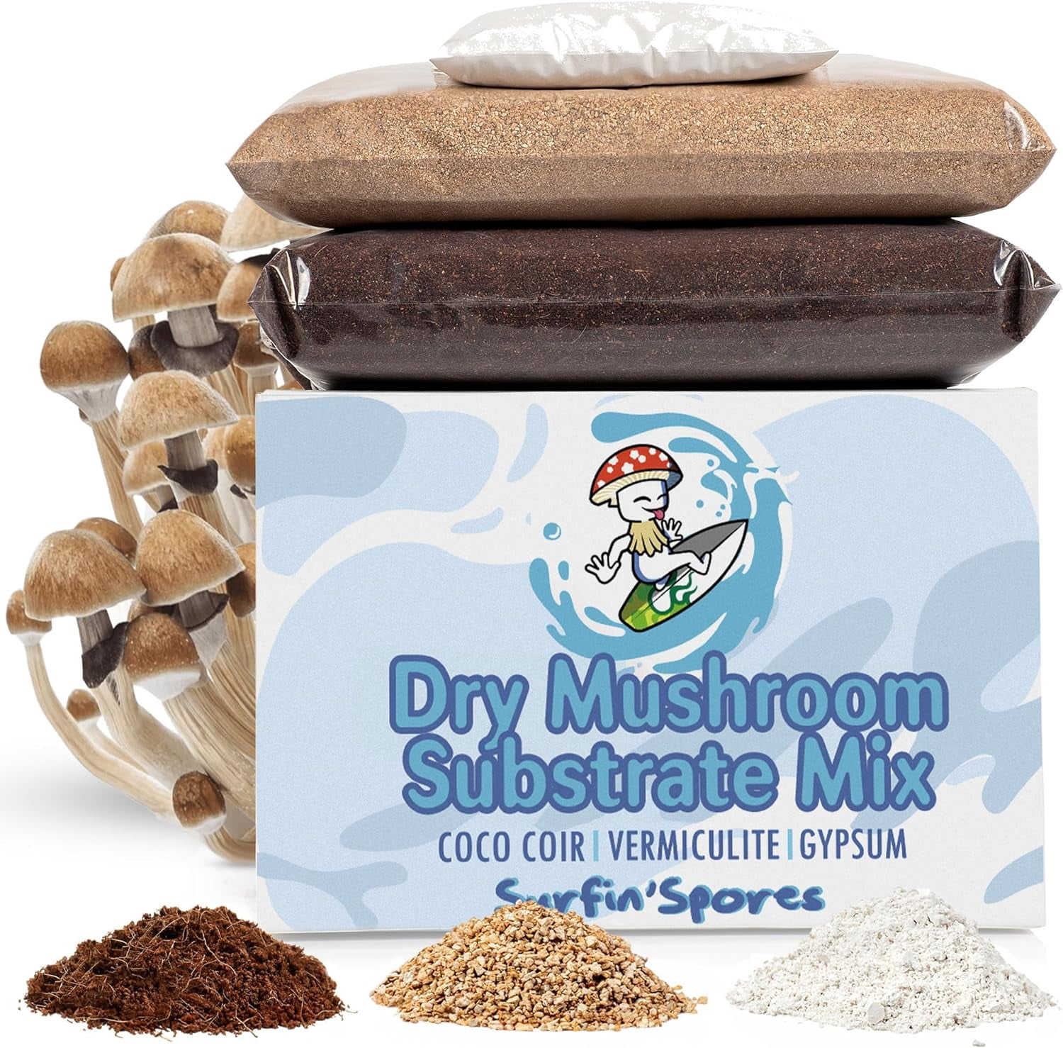 Surfin' Spores Dry Mushroom Substrate Mix | Produces 20 Pounds of ...