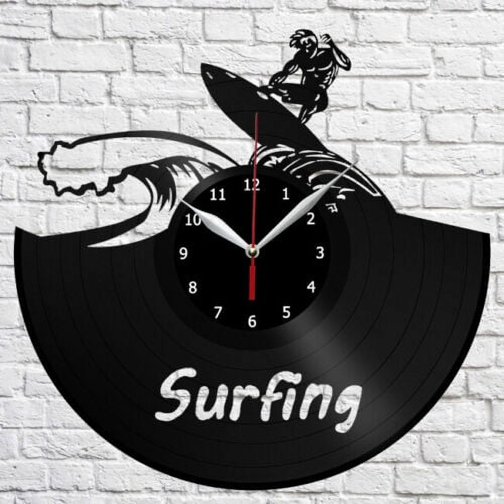 Surfing 3D Vinyl Wall Clock,Vinyl Record Clock Wall Art Unique Bedroom ...