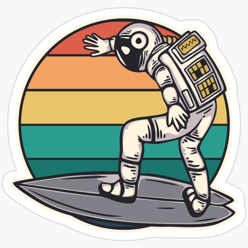 Surfing Astronaut Spaceman Sticker Phone Decal Water Bottle Stickers ...
