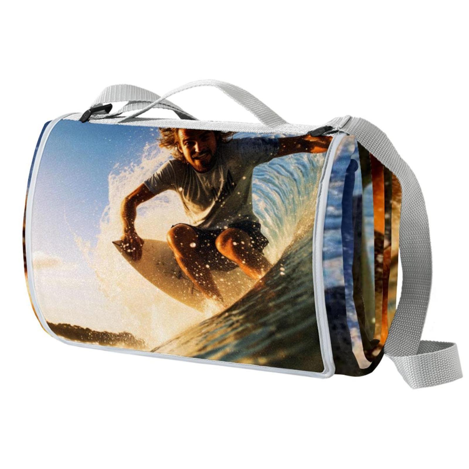 Surfing Canvas Picnic Mat - Waterproof Outdoor Blanket - Large Portable ...