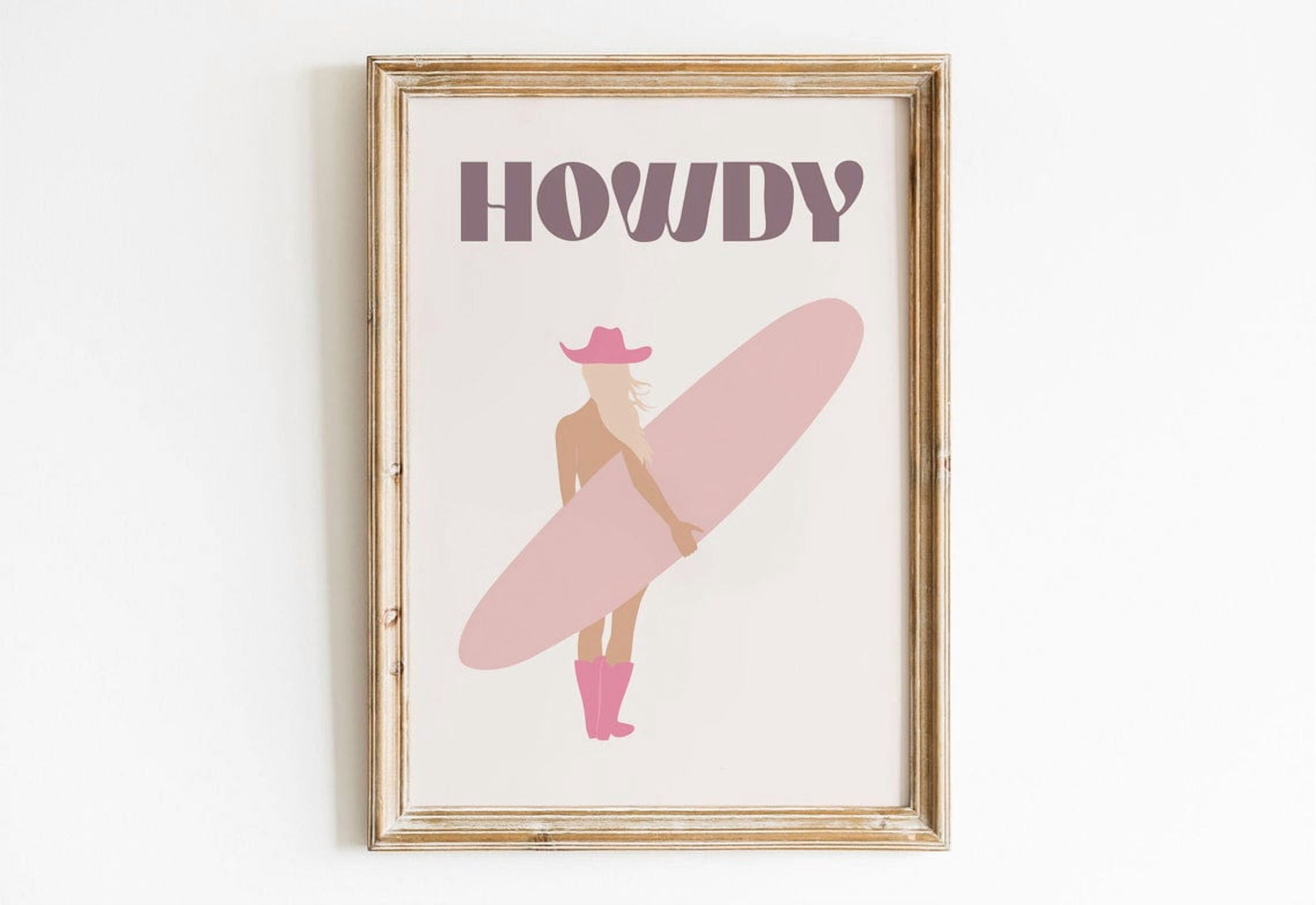 Surfing Cowgirl Printpink Cowgirl Aesthetic Surfing Poster Aesthetic ...