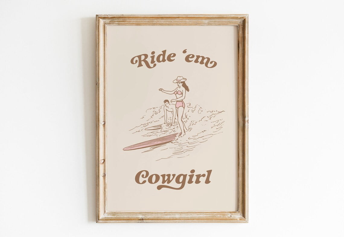 Surfing Cowgirl Printride Em Cowgirl Aesthetic Surfing Print Aesthetic ...
