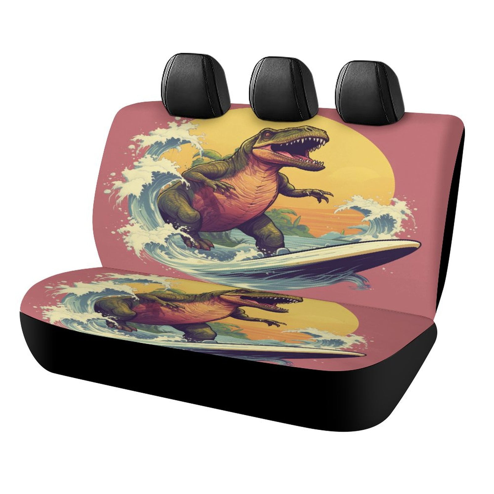 Surfing Dinosaurs Rear Seat Covers, Car Backseat Protector, Universal ...