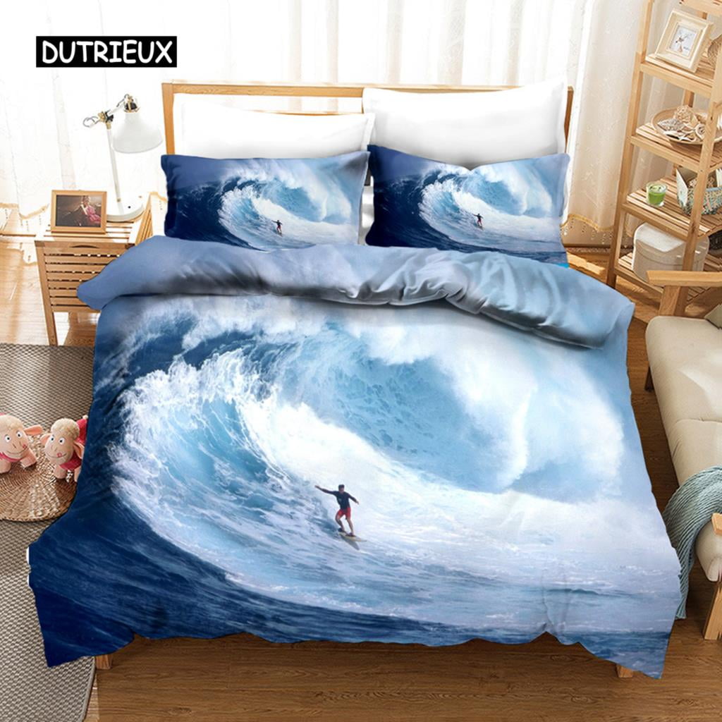 Surfing Duvet Cover Set Surfboards Youth Ocean Sport Theme Bedding Set ...