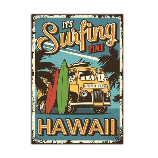 Surfing Hawaii - 8" Vinyl Sticker - For Car Laptop I-Pad - Waterproof ...