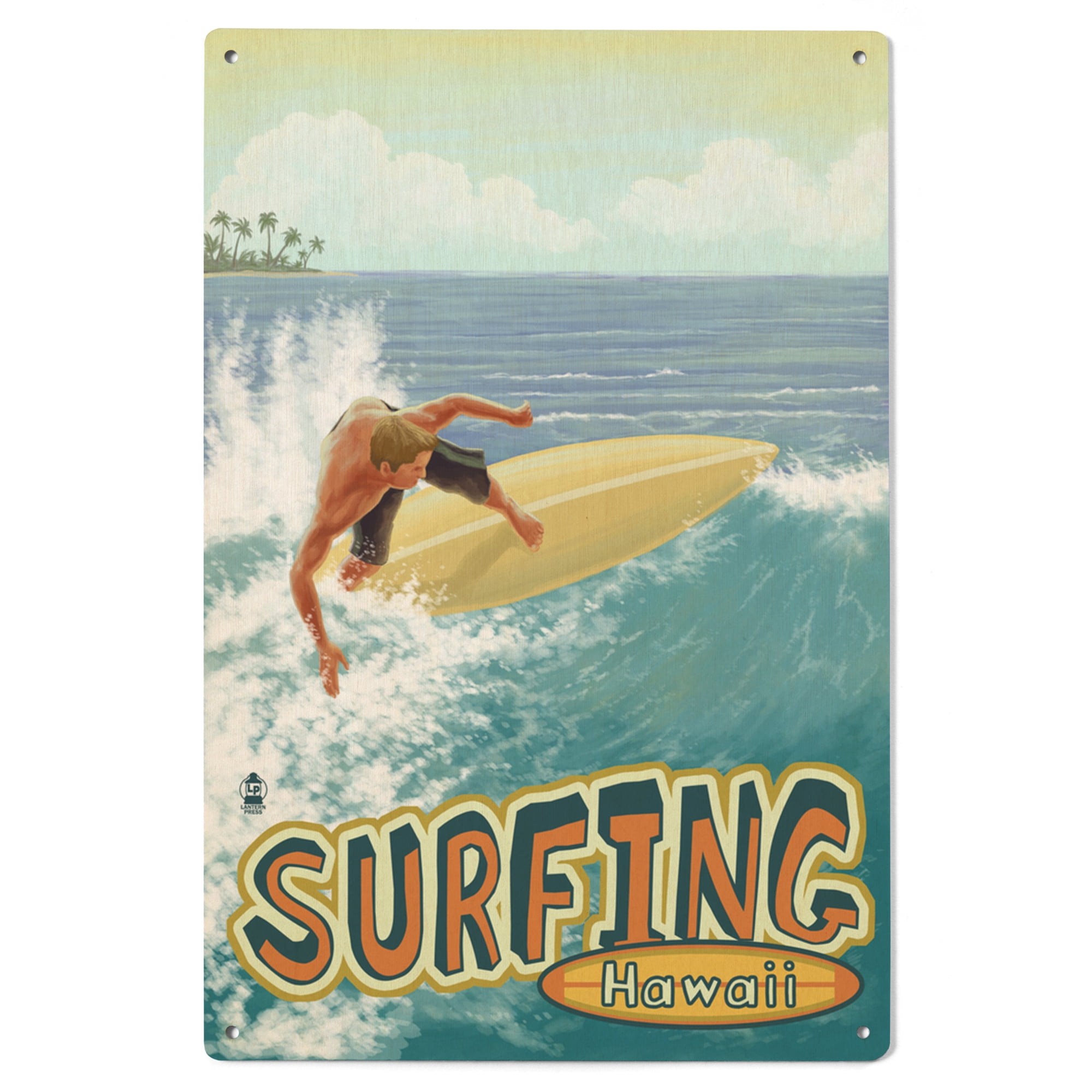 Surfing Hawaii Birch Wood Wall Sign (6x9 Rustic Home Decor, Ready to ...