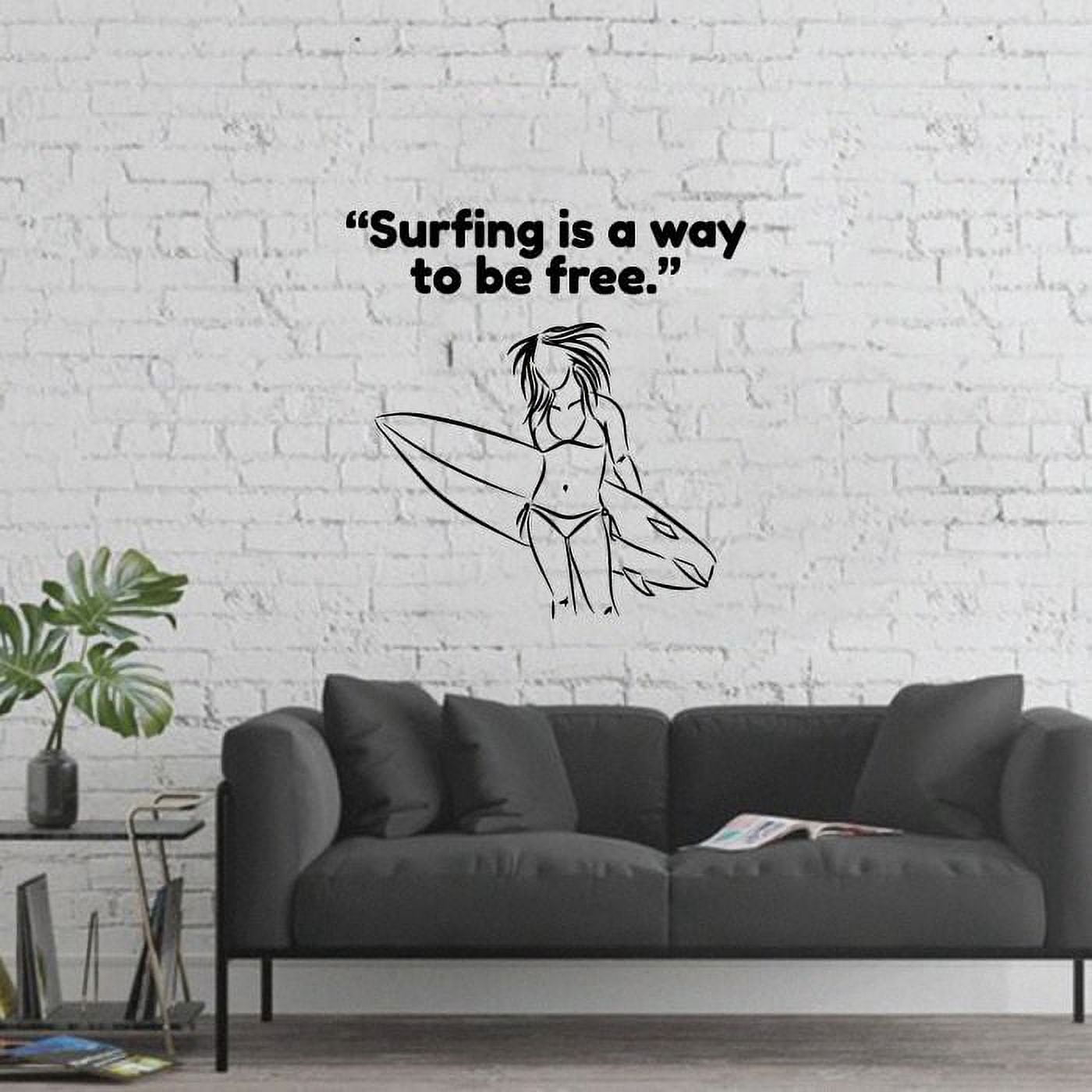 Surfing Is A Way To Be Free - Surfing Quote Cute Surfer Silhouette ...
