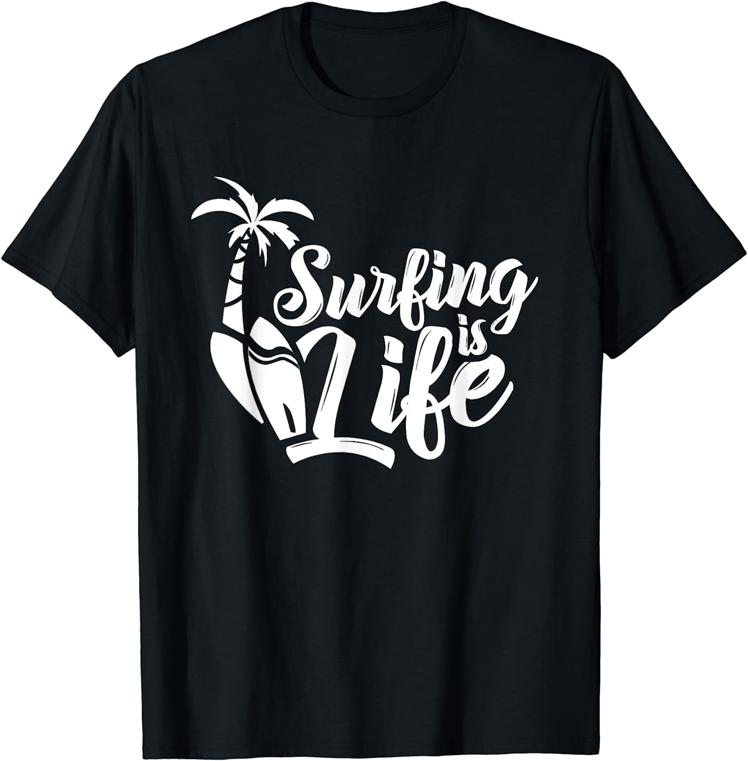 Surfing Is Life Surfboard Surf Surfer Waves T-Shirt Black Small ...