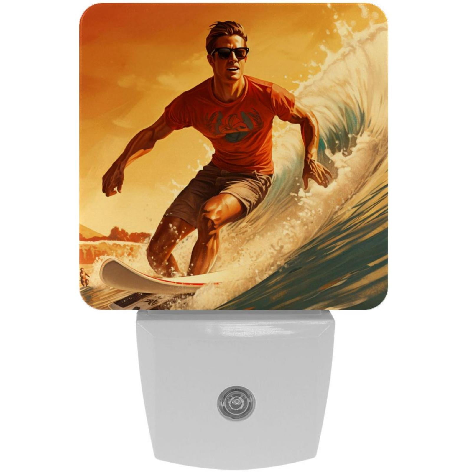 Surfing LED Square Night Light - Soft Glow Plug-in Lamp with Dusk to ...