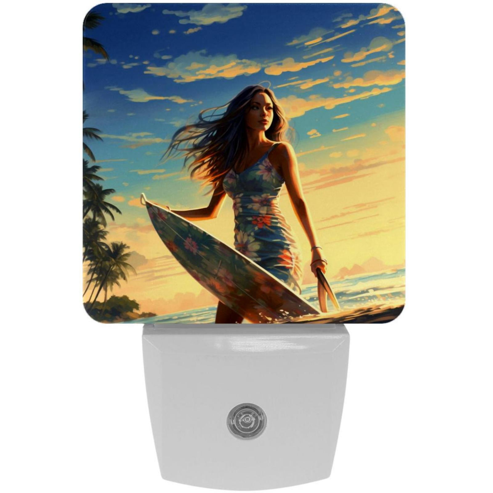 Surfing LED Square Night Lights - Modern Design, Soft Glow, Energy ...