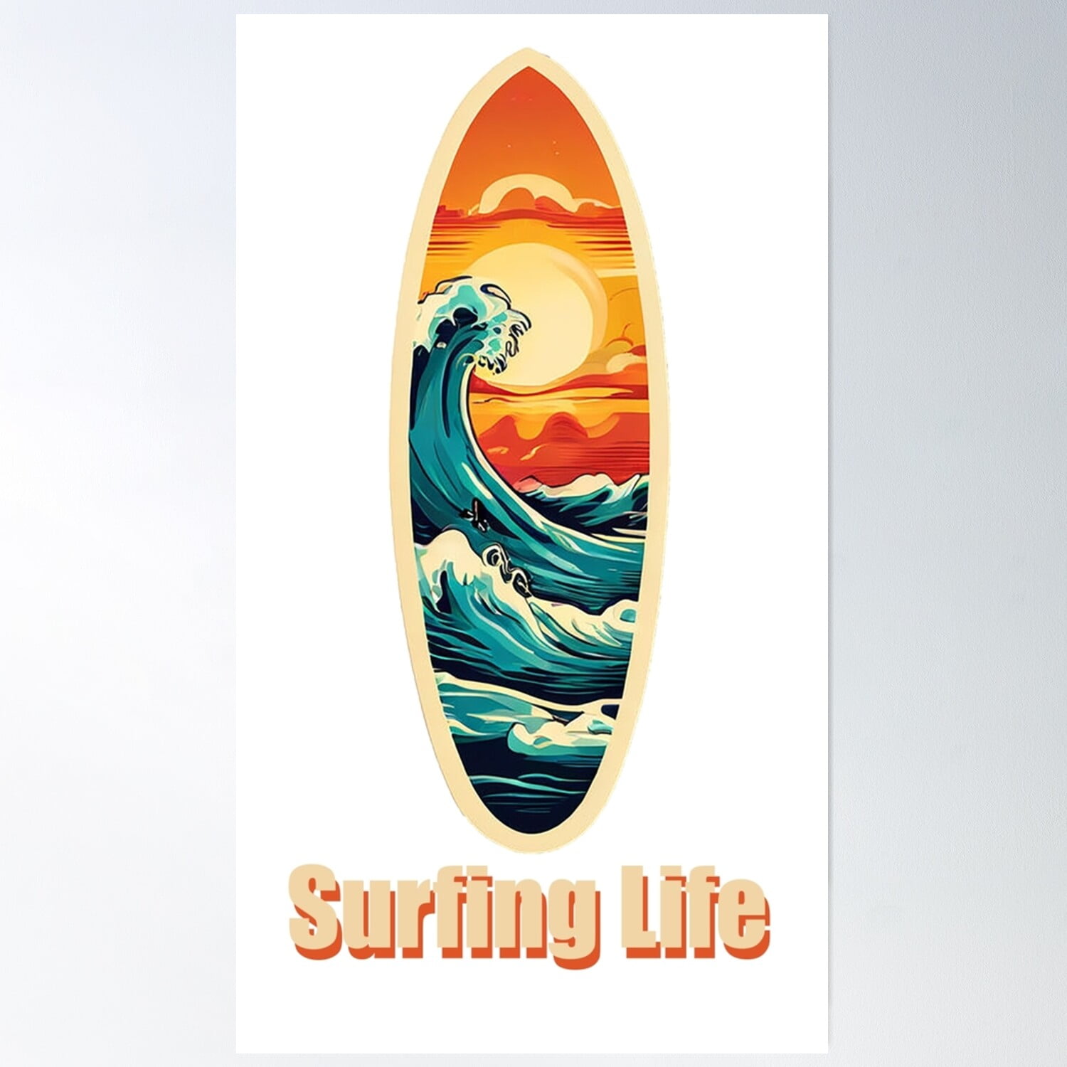 Surfing Life Poster Wall Art, Modern Wall Decor, 24x36 UNFRAMED ...