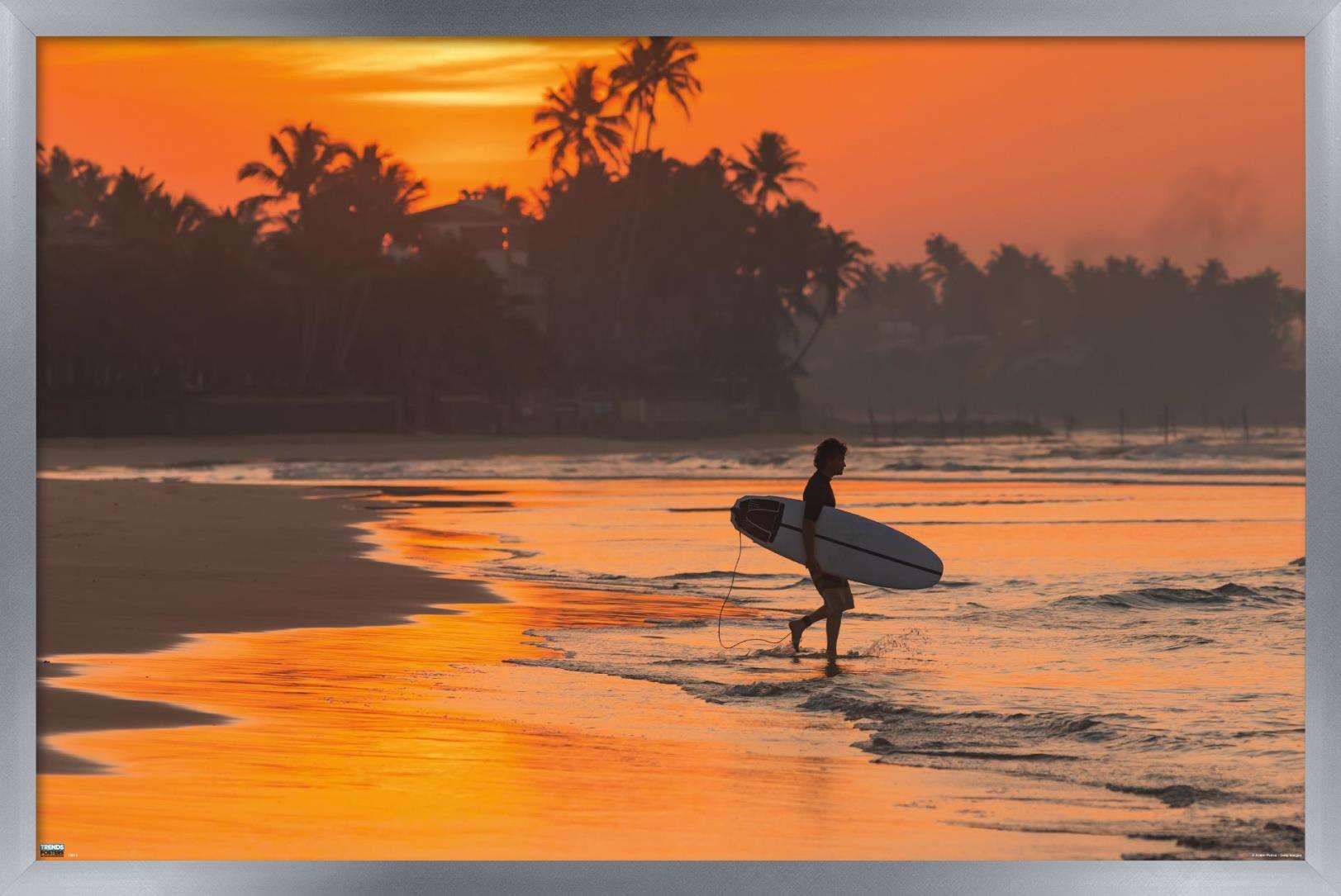 Surfing - Morning Walk Wall Poster, 22.375" x 34", Framed - Walmart.com