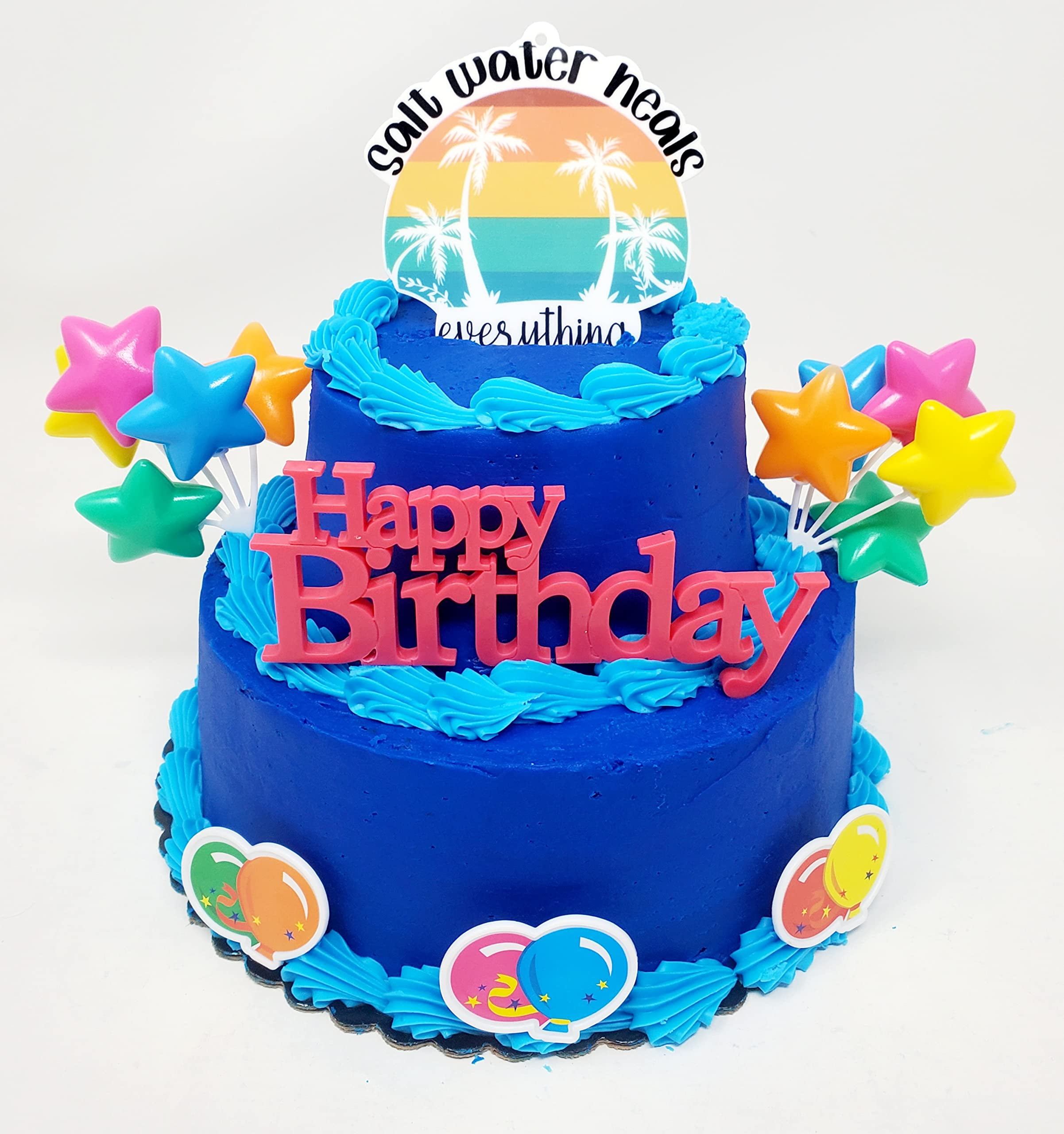 Surfing Ocean Beach Themed 7 Piece RST1 Birthday Cake Topper Set - Salt ...