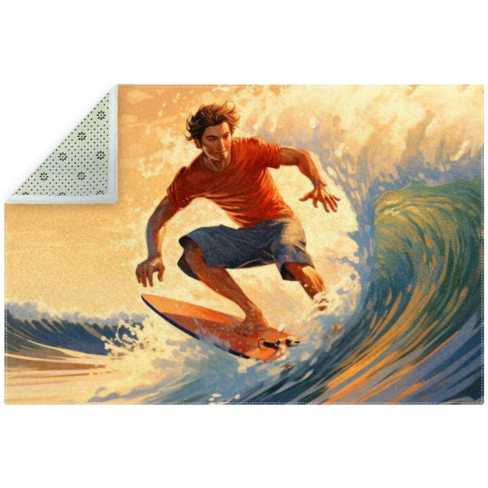 Surfing Polyester Office Mat - Right-Angle Floor Protector for Comfort ...