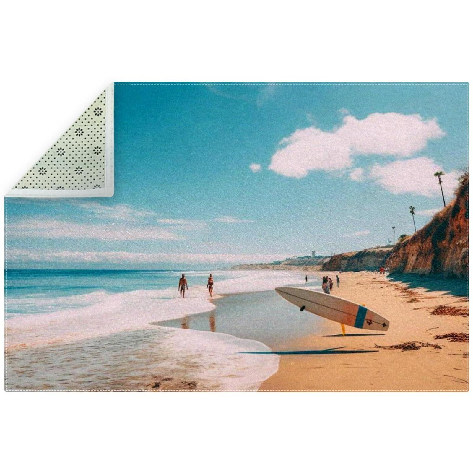 Surfing Polyester Office Rug - Durable Right-Angle Floor Mat for Home ...