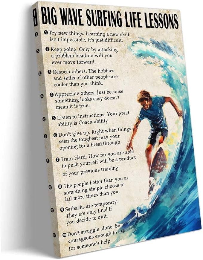 Surfing Poster Unframed Motivational Quotes Prints Vintage Surf Wall ...