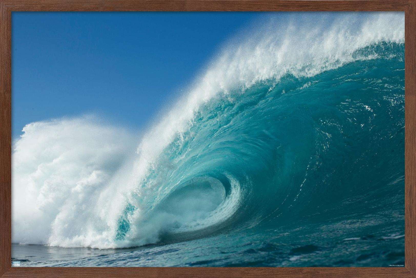 Surfing - Rolling Wave Wall Poster, 22.375" x 34", Framed - Walmart.com