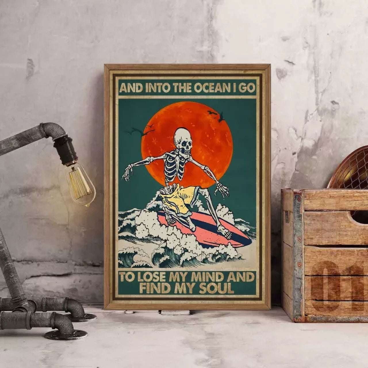Surfing Skeleton Lose Your Mind Find Your Soul Unique Poster Print Art ...