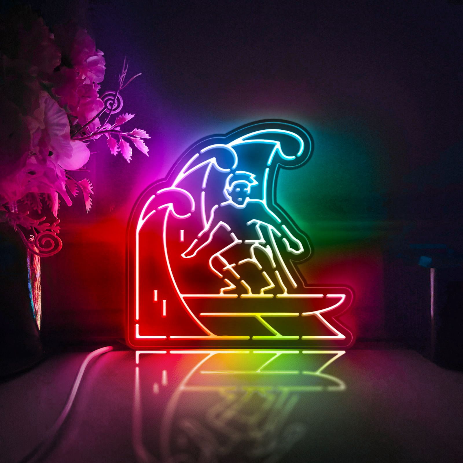 Surfing Sport Led Light Box, Dimmable Neon-Like Light Signs USB Power ...