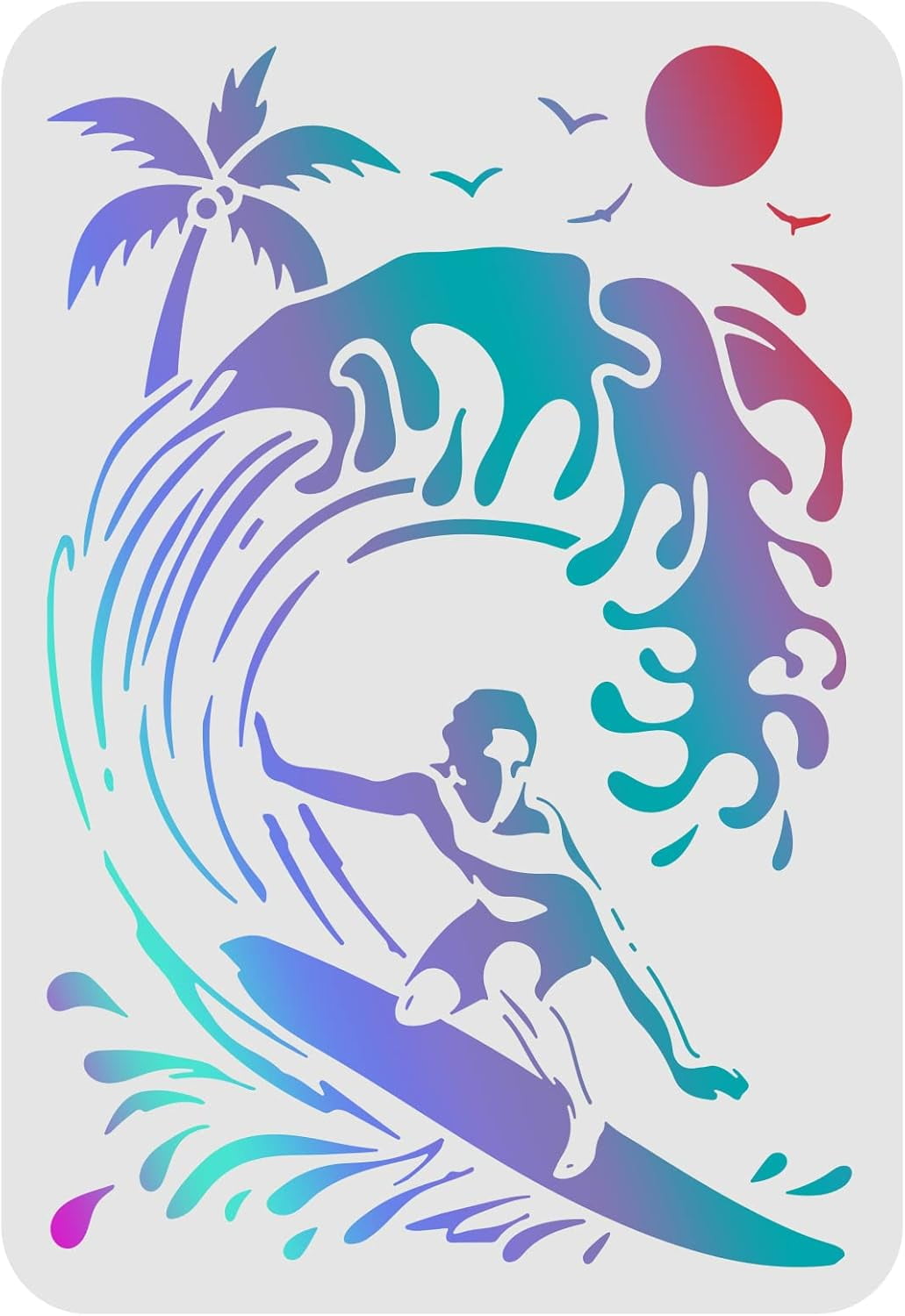 Surfing Stencils 29.7x21cm Plastic Wave Drawing Painting Stencils Sun ...