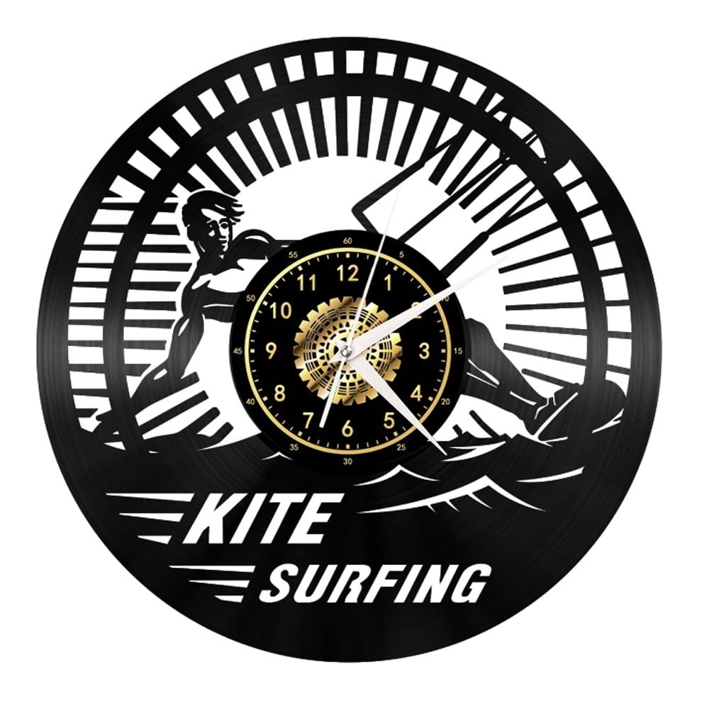 Surfing Sunny Beach Vintage Black Vinyl Record Wall Clock Wall Art 3D ...