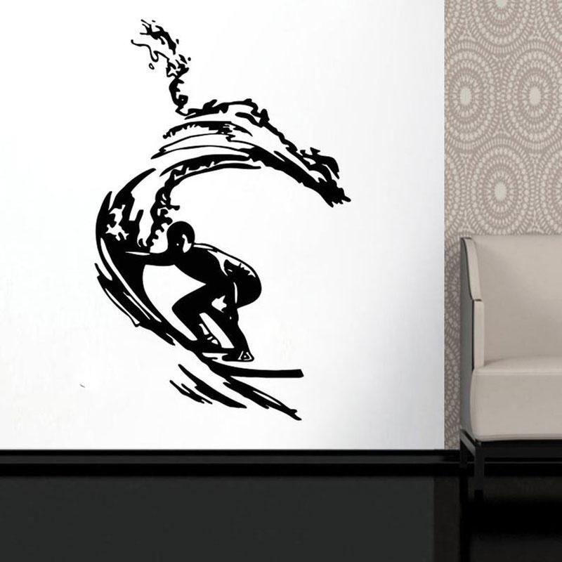 Surfing Surfer Board Wave Ocean Extreme Sports Wall Sticker Vinyl Home ...