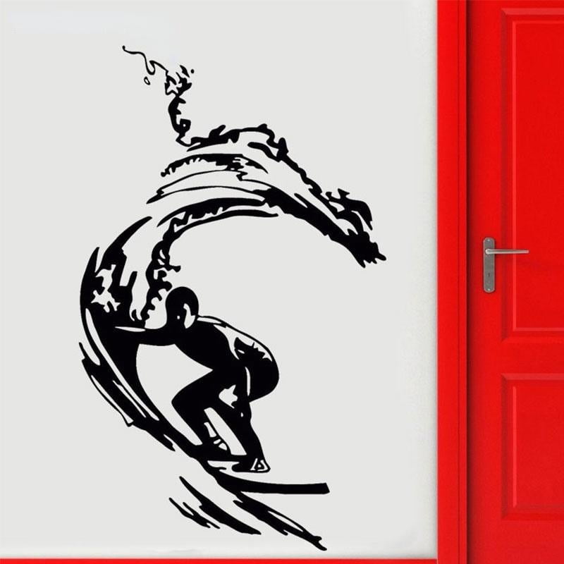 Surfing Surfer Surfboard Surf Beach Wall Sticker Vinyl Home Decor ...