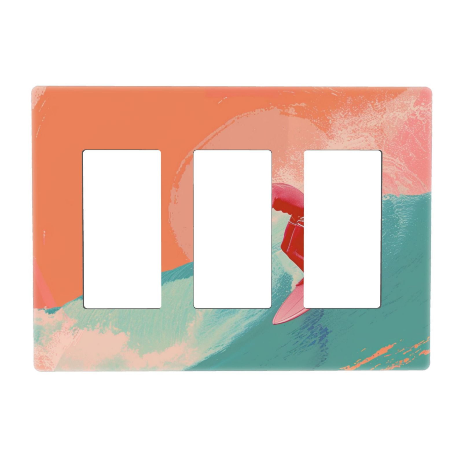 Surfing Switch Cover Decorative Wall Plate 3-Gang Screwless Standard ...