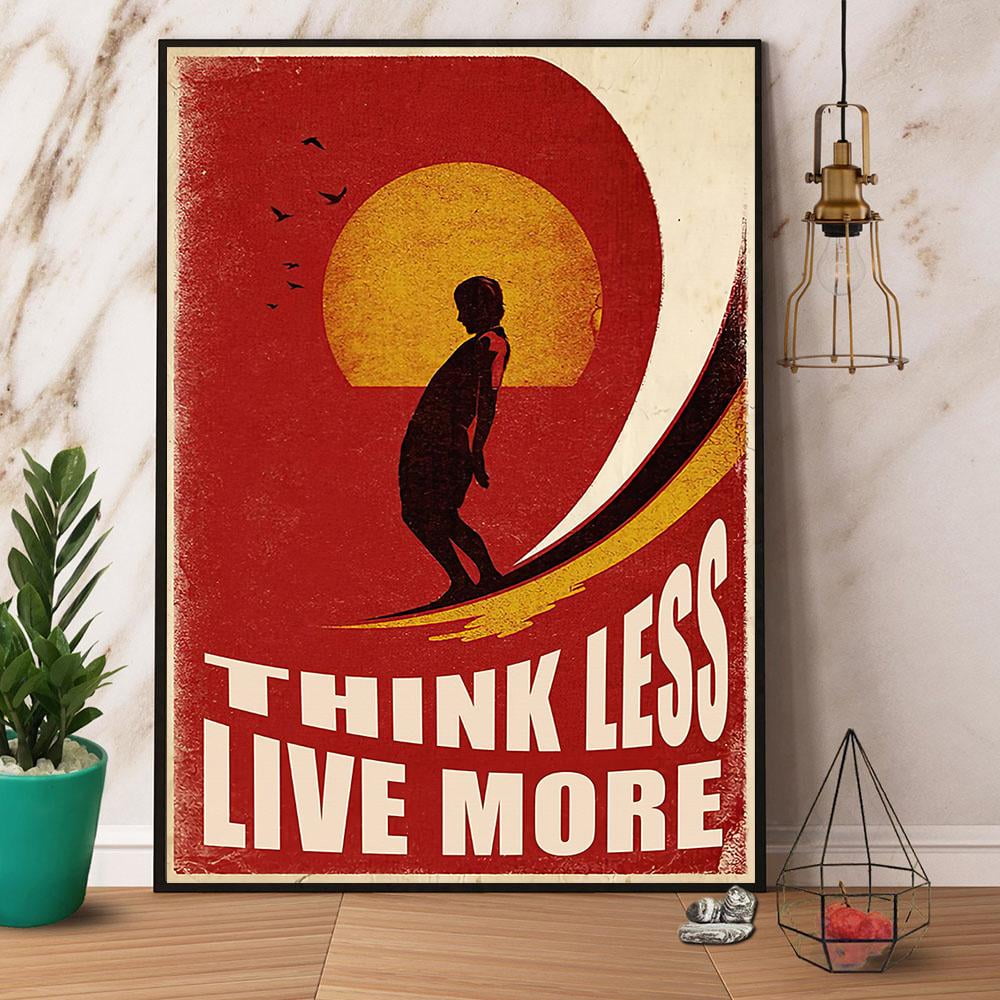Surfing Think Less Live More Vintage Paper Poster No Frame Matte Wall ...
