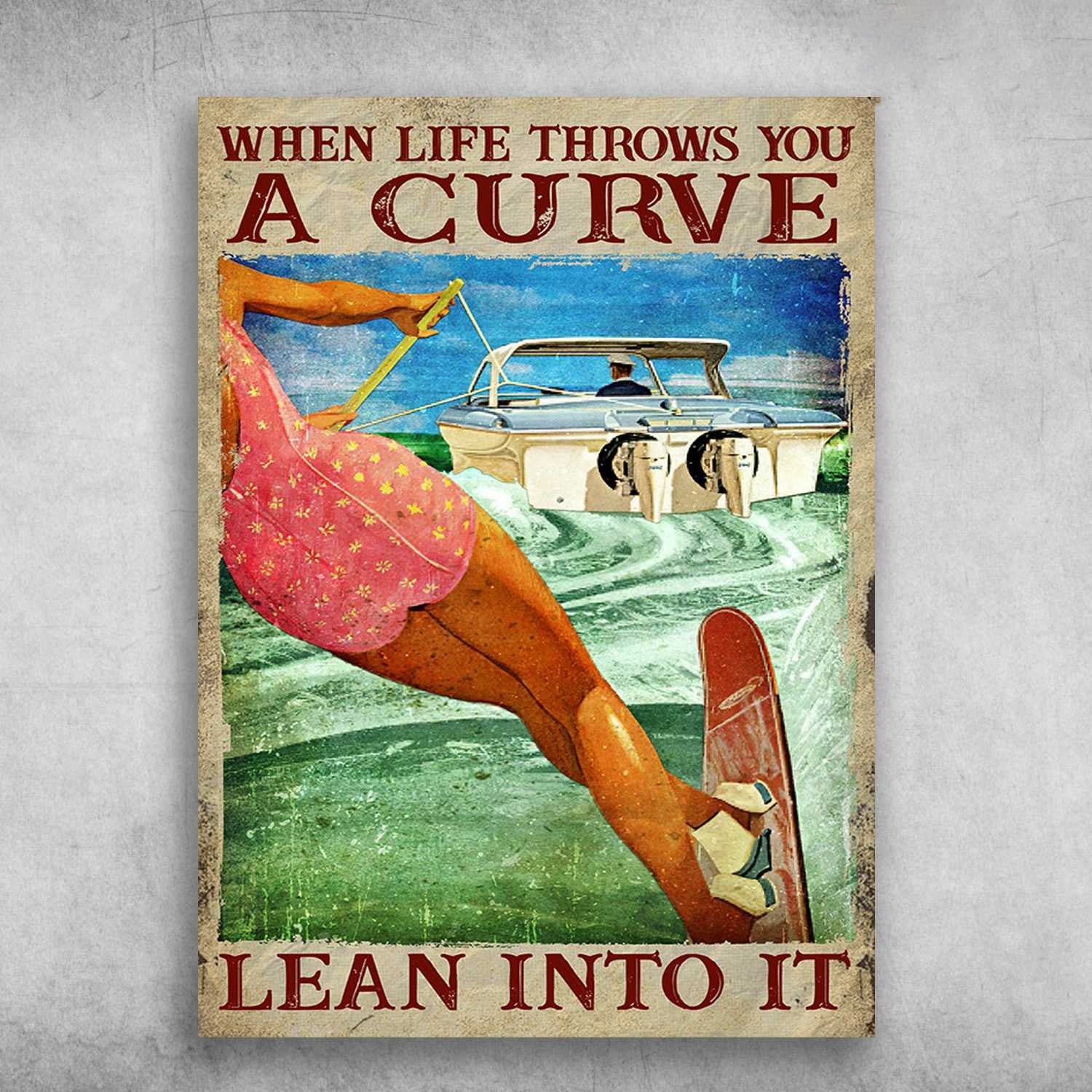 Surfing Tugboat - When Life Throws You A Curve, Lean Into It 11 x 17 Inch Poster - Walmart.com