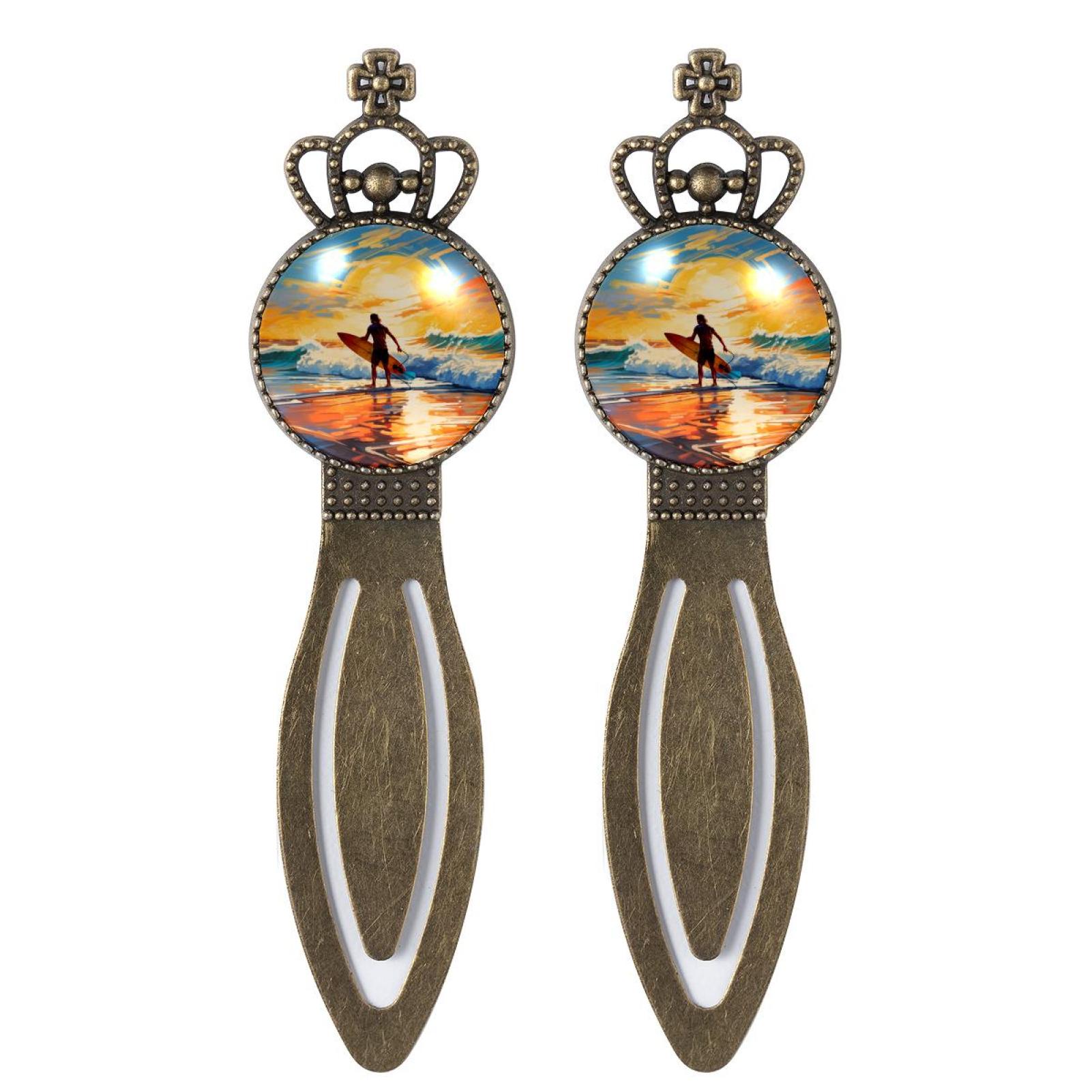 Surfing Vintage Copper Crown-Shaped Bookmarks: Stainless Steel Book ...