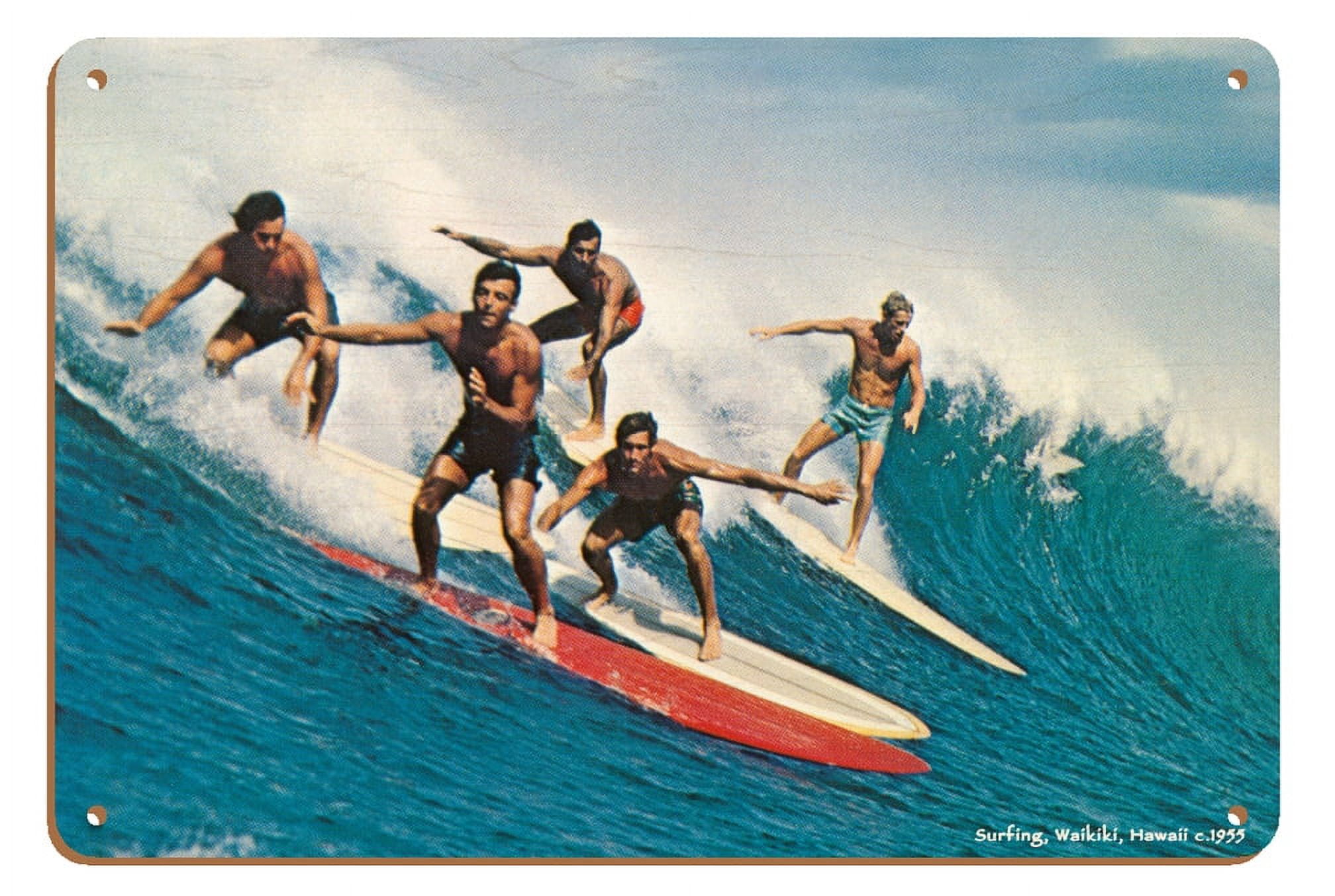 Surfing Waikiki - Honolulu Hawaii - Vintage Hawaiian Color Postcard c ...