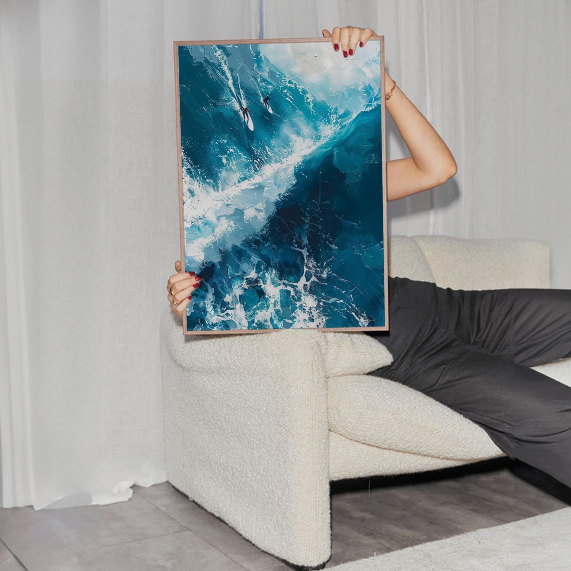 Surfing Wall Art Print, Big Wave Print, Aerial Surfing Print, Surf ...