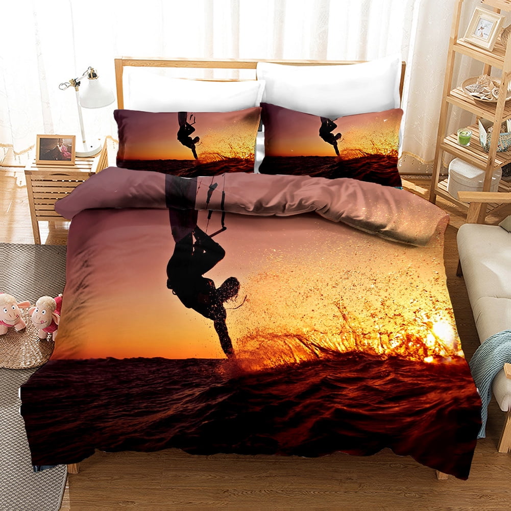Surfing Waves Pattern Duvet Cover Surfboards Youth Ocean Sport Theme ...