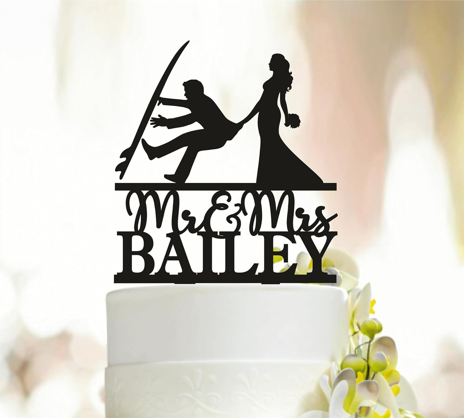 Surfing Wedding Cake Topper,Couple With Surfboard Topper,Surfers couple ...