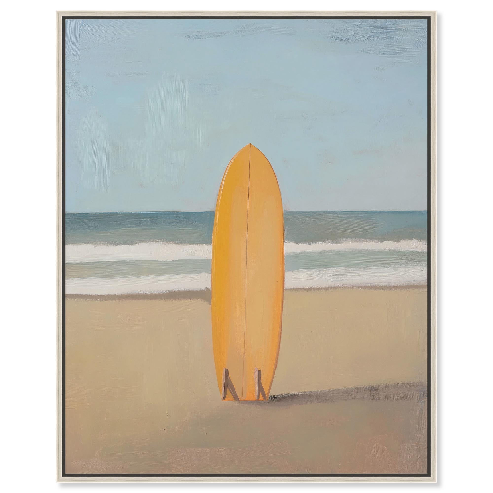 Surfing Yellow Board Canvas Beach Coastal Art by Art Remedy, Silver ...