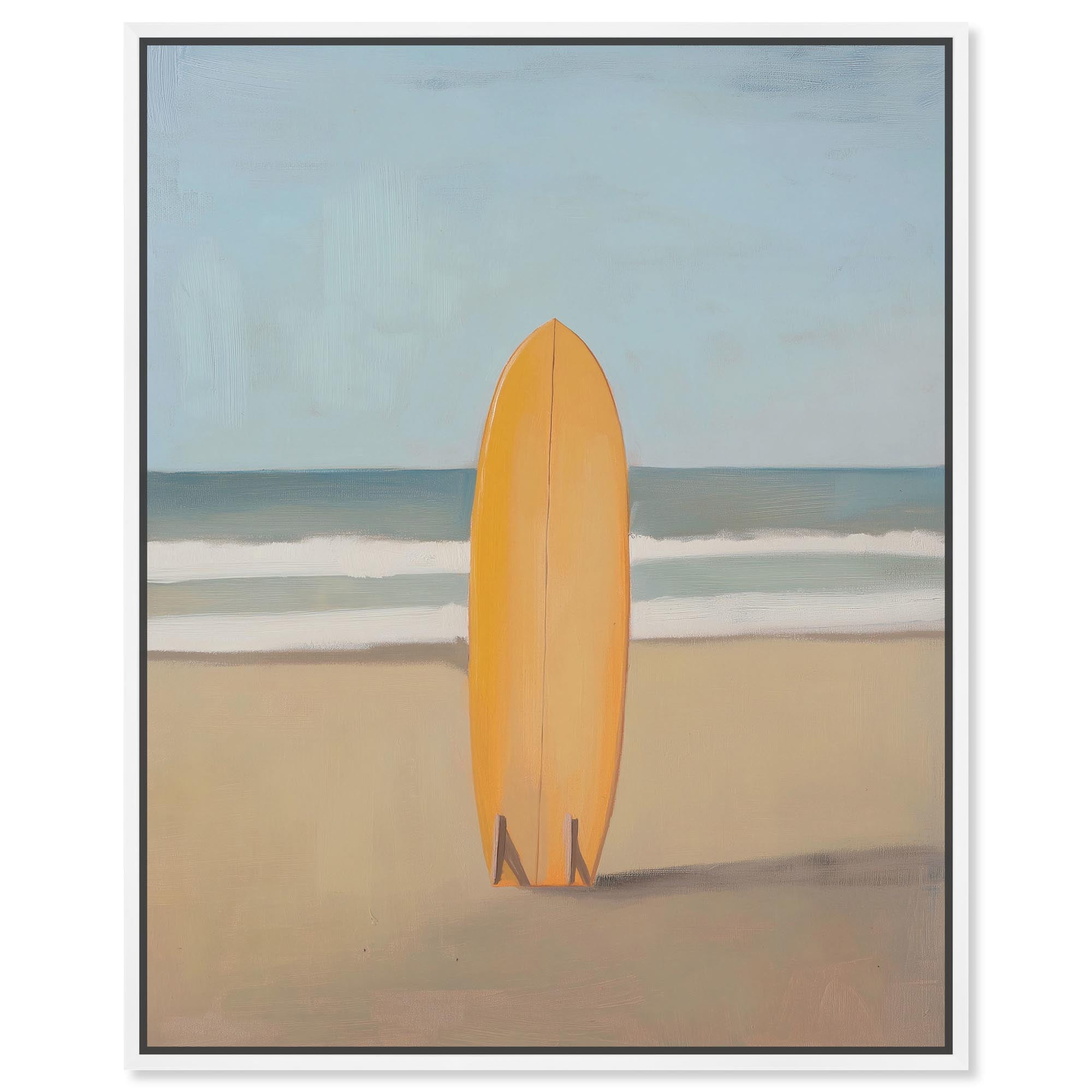 Surfing Yellow Board Canvas Beach Coastal Art by Art Remedy, White ...