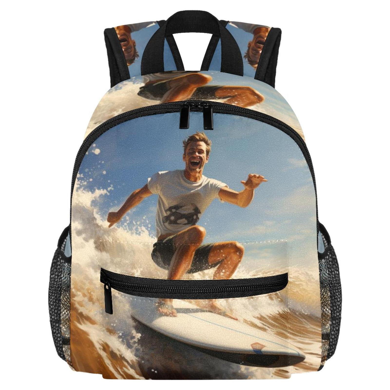 Surfing in Summer Cute Adjustable Shoulder Strap Backpack with Large ...