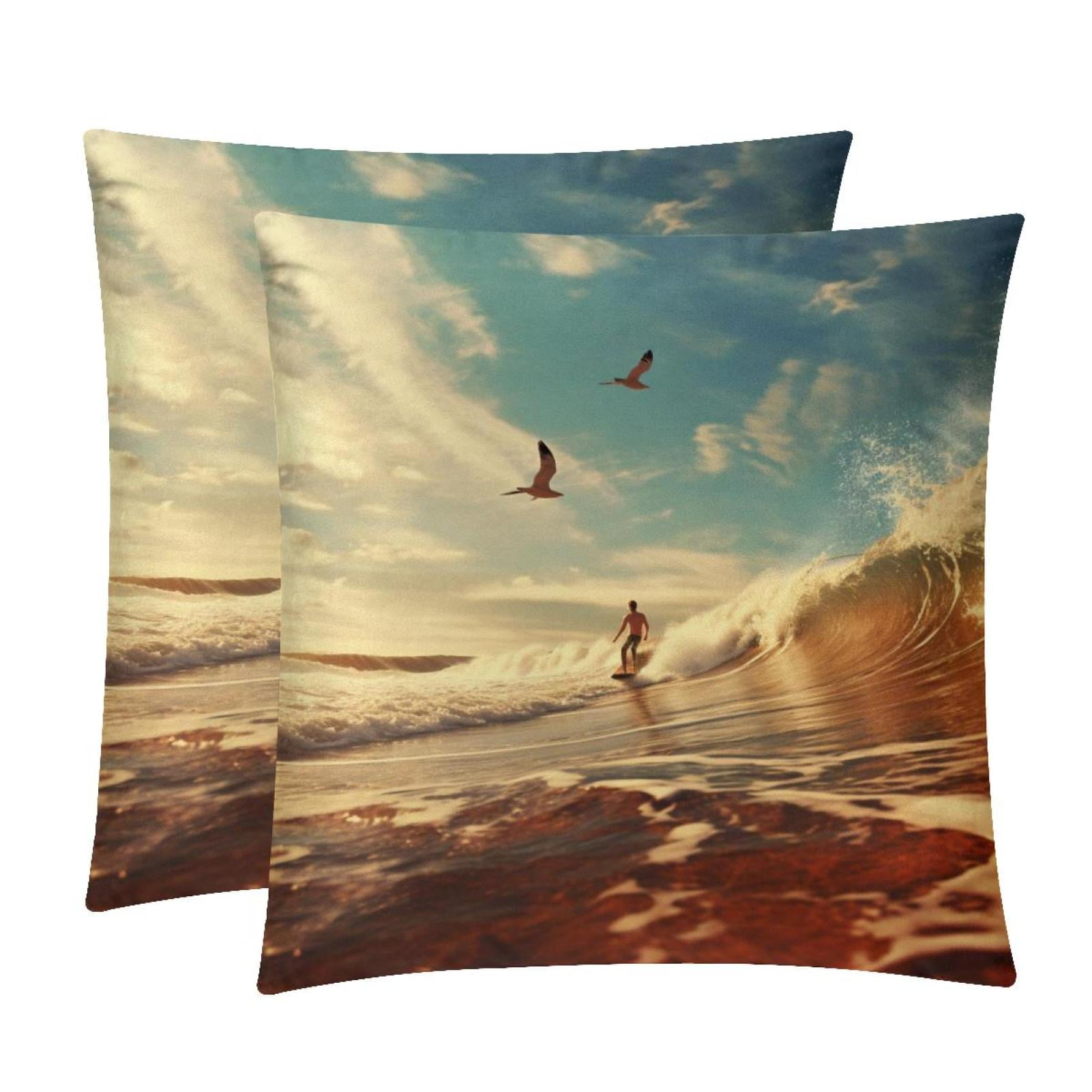 Surfing in Summer Stunning Velvet Throw Pillow Covers with Unique ...