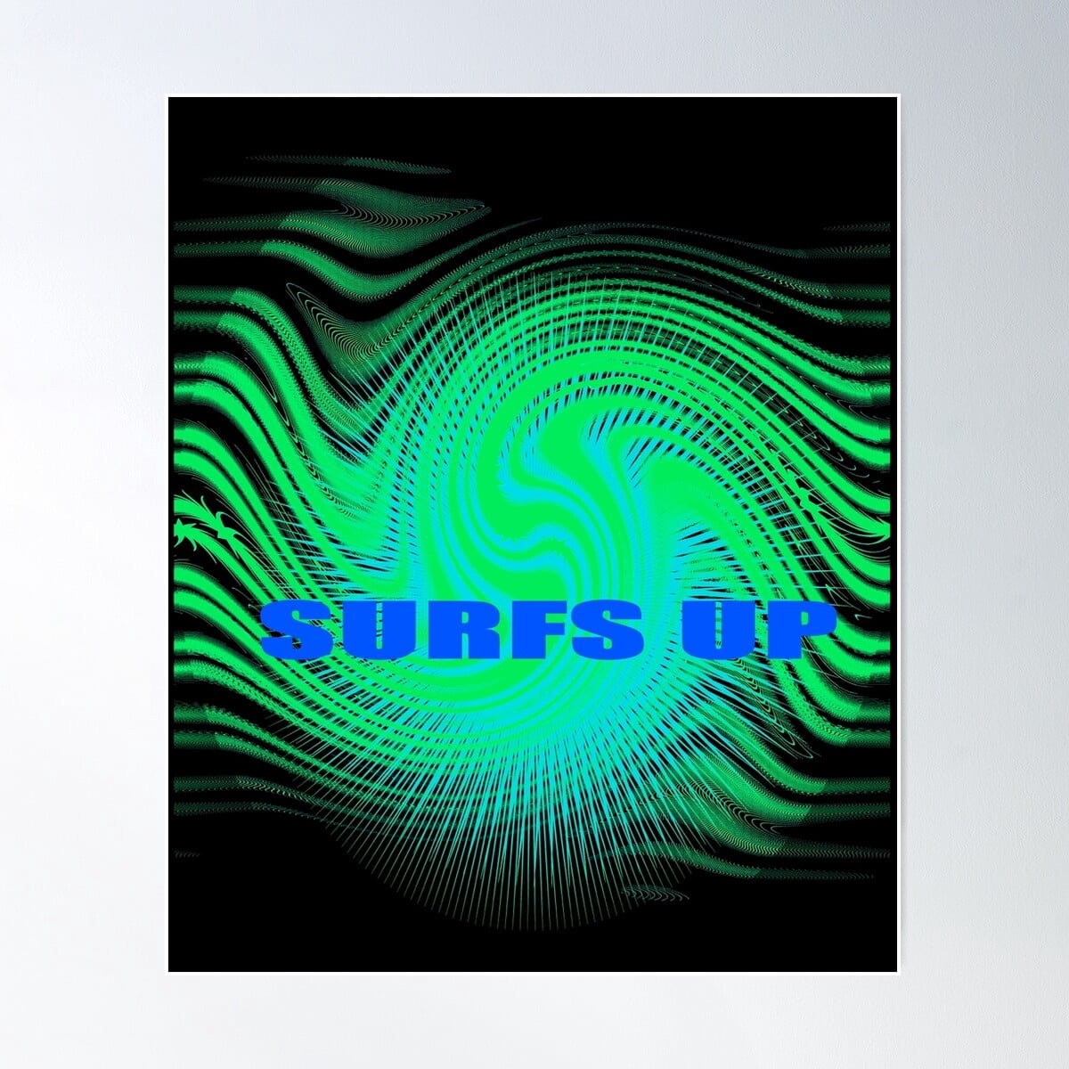 Surfs Up Green Poster Wall Art, Modern Wall Decor For Living Room ...