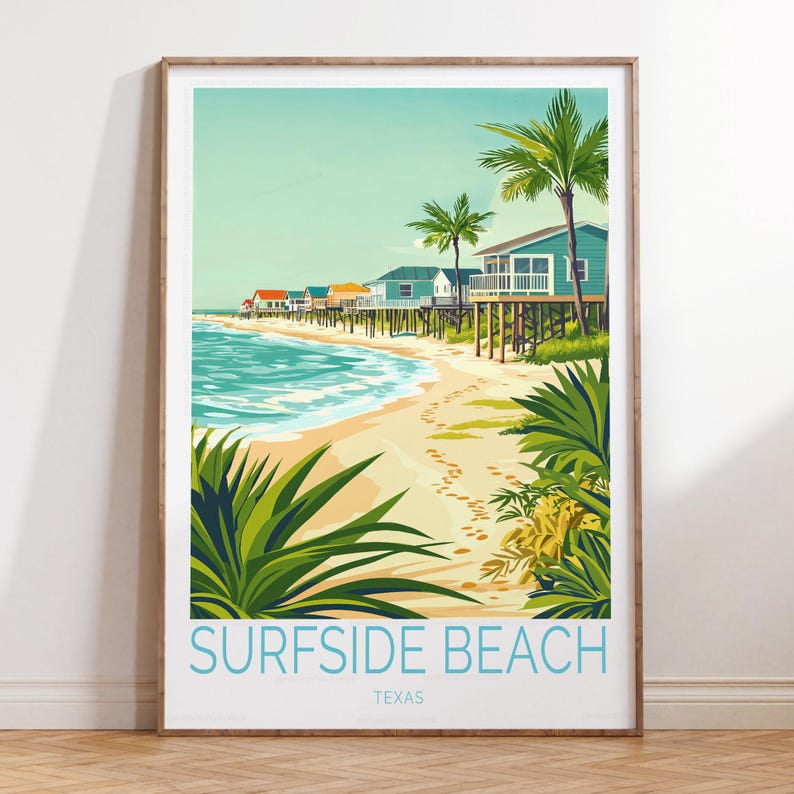Surfside Beach Texas Print – Surfside Beach Wall Art, Texas Poster ...